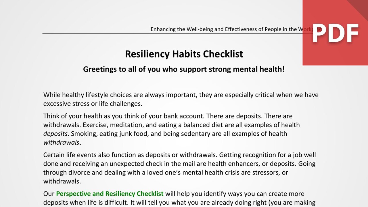 Perspective & Resiliency Checklist